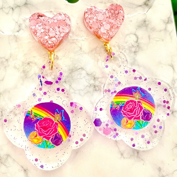 Lisa Frank | Jewelry | Lisa Frank Rose Sticker Earrings | Poshmark